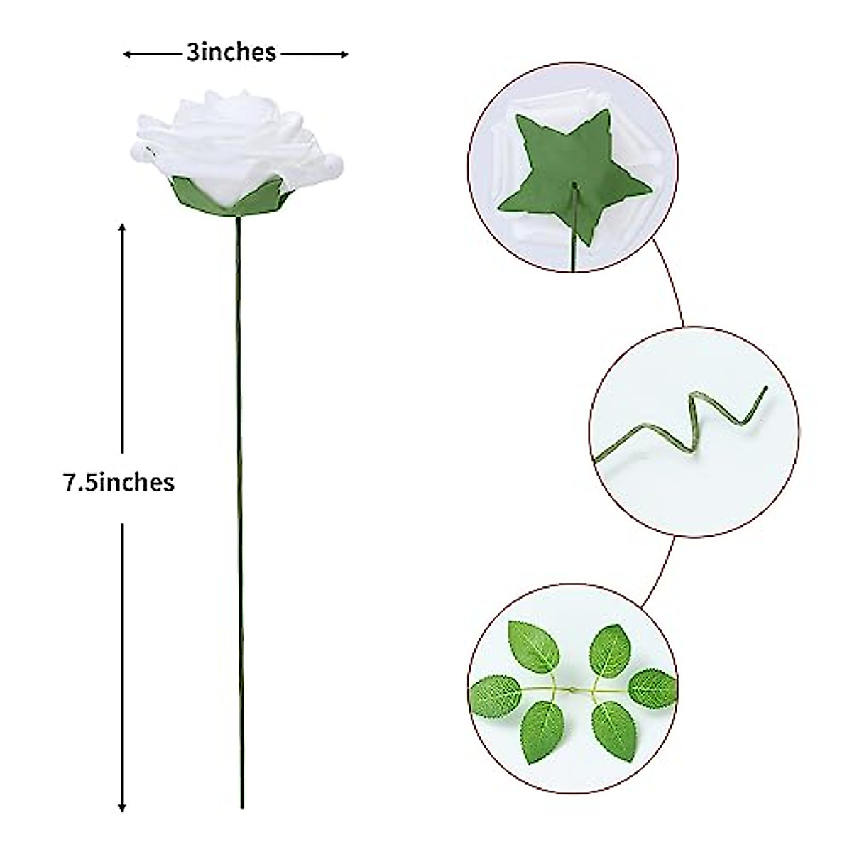 G-Lanthy Artificial Flowers, White Roses 30 Pcs Real Looking Fake Roses Artificial Foam Roses Decoration DIY for Wedding,Arrangements Party Home Decorations