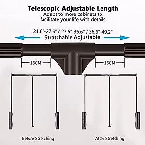 mellifuous Pull Down Closet Rod, Retractable Heavy Duty Rods Hanging Clothes, Adjustable Extender Rod Wardrobe Lift Aluminium 35''-47.2'', 30 lbs Load Capacity, black, 35''-47.2'' (890-1200mm)