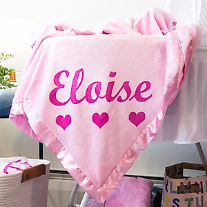 Custom Catch Personalized Baby Blanket for Girls - Pink - Newborn or Infant Gift with Name