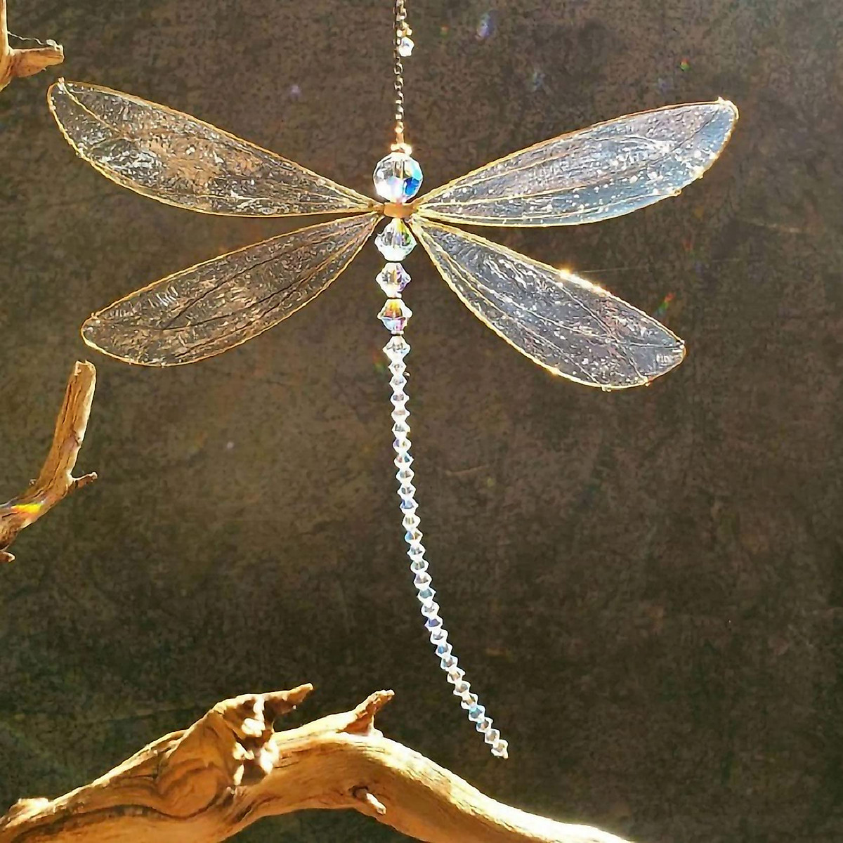 IcyAits Suncatcher Dragonfly, Small Dazzlefly Dragonfly Sun Catcher with Crystals,Rainbow Maker Pendant Window Hanging Ornamen…