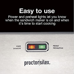Proctor Silex Deluxe Hot Sandwich Maker, Nonstick Plates, Stainless Steel (25415)