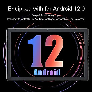 10.1 Inch 2 in 1 Tablet, Tablet Front 5MP Rear 13MP 8GB 256GB 100‑240V Clear Dual Speakers with Keyboard for Android 12 for Entertainment (US Plug)