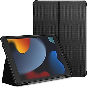 JETech Case for iPad 10.2-Inch (2021/2020/2019 Model, 9/8/7 Generation), Double-fold Stand with Shockproof TPU Back Cover, Auto Wake/Sleep (Black)