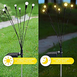 dolitify Solar Garden Lights 2Pcs Firefly Lights Solar Outdoor IP65 Waterproof Solar Swaying Lights Garden Decorative Lights for Yard Patio Pathway Decoration, Warm Light