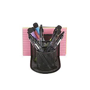 Mind Reader CIRORG2-BLK 2 Pc Mesh Cup, Pen, Pencil, Paperclip, Thumbtack Holder, Office Supplies Storage Organizer, Sticky Notes, Index Cards, Black 2 Slot