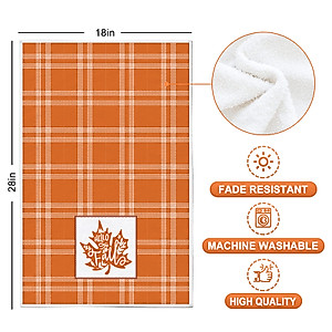 Whaline 4 Pack Thanksgiving Kitchen Towel Fall Harvest Dish Towel Super Absorbent Pumpkin Maple Leave Plaid Tea Towel Large Size Cloth Towel for Autumn Holiday Kitchen Coking Baking, 18 x 28 Inch