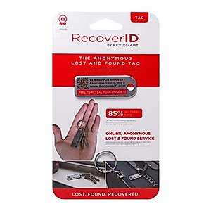KeySmart RecoverID - Anonymous Lost and Found Tracker Tag (1-Pack)
