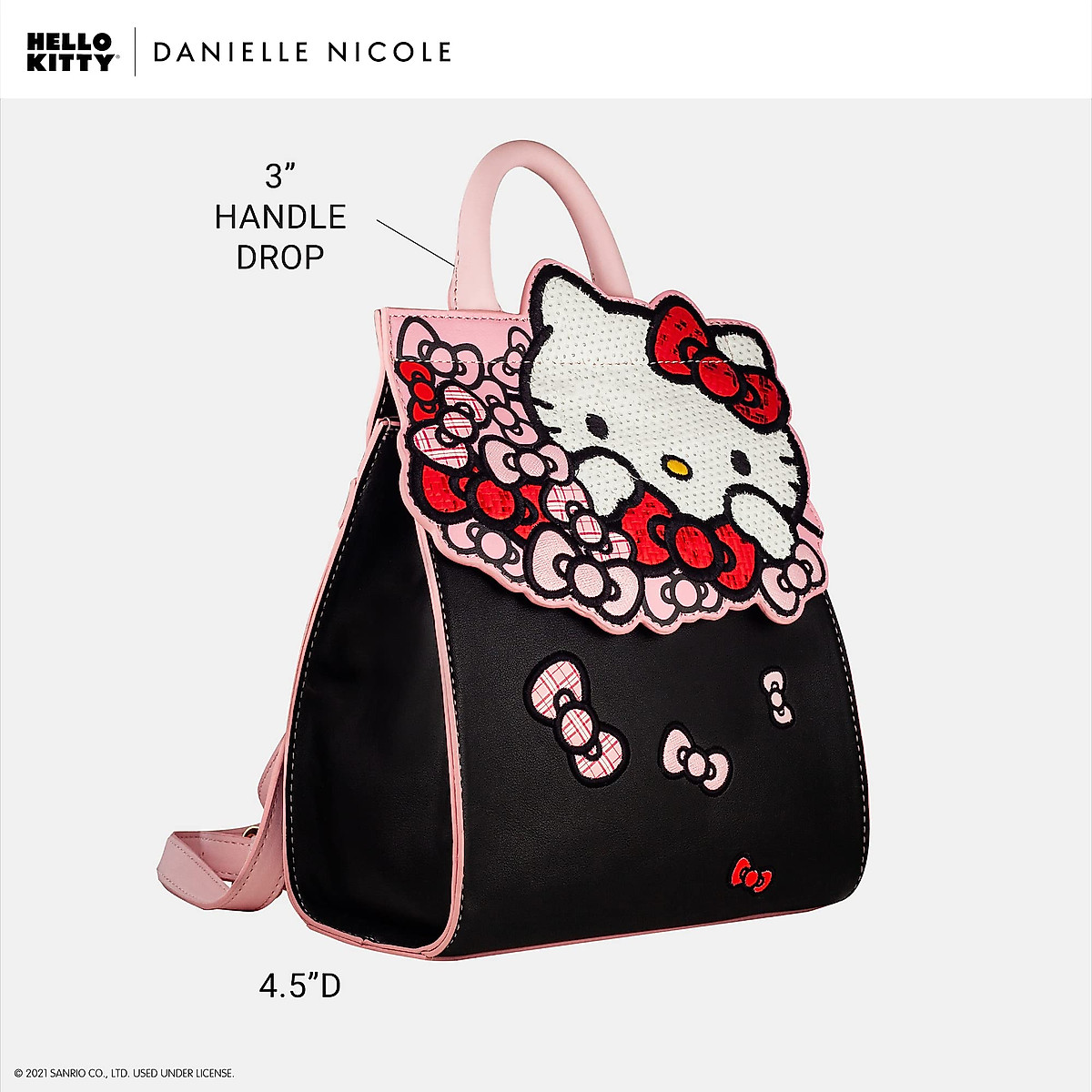 Danielle Nicole Hello Kitty, Bow Design Purse Backpack, Black, Mini