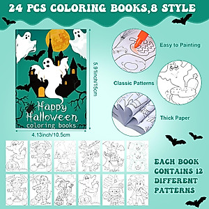 Funrous 24 Set Halloween Coloring Books Party Favors with Crayons Mini Halloween Coloring Book Bulk Activity Book Pages for Trick or Treat Goodie Bags Stuffers Birthday Party Gifts Prizes Supplies