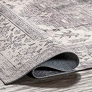 nuLOOM Medallion Bordered Machine Washable Area 8' x 10'