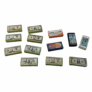 Building Bricks ATM Piggy Bank with Custom Bank Money Cash Bills Credit Cards Smart Phones-Personal ATM for Kids- Boys Girls Birthday Gift Toy