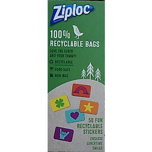 Ziploc Paper Sandwich and Snack Bags, Recyclable & Sealable with Fun Designs, 50 Bags Total