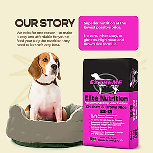Extreme Dog Fuel Elite Nutrition Chicken & Brown Rice 22-12 for Dogs All Life Stages - Dog Probiotics for Digestive Health, Essential Pet Supplement for Overall Wellness - 20 LB
