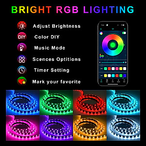 LivTee Underglow Kit for Car - Under Glow Lights with App Control, RGB LED Lights with Music & DIY Modes, 2 Line Design with 213 Flow Modes for Cars, SUVs, Trucks - Car Accessories for Men & Women