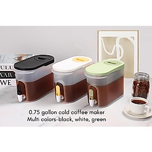 JILLMO Gallon Cold Brew Coffee Maker, 3/4 Gallon Iced Coffee Pitcher with Steel Mesh Filter and Spigot, Black