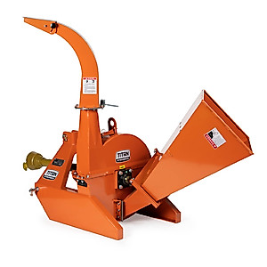 Titan Attachments 3 Point PTO Driven 4"x 10" Wood Chipper Shredder Mulcher, Adjustable Exit Chute, Up to 40HP, 25" Rotor, Easy to Mount, Accepts Entire Trees