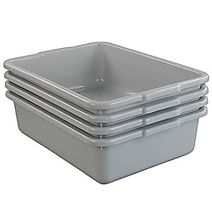 Wekioger Small Commercial Bus Tubs, Grey Bus Box/Wash Basin, 14.85" x 10.8" x 4.1"(4 Packs)