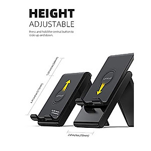 Lamicall Adjustable Cell Phone Stand - Foldable Portable Holder Cradle for Desk, Desktop Charging Dock Compatible with Phone 12 Mini 11 Pro XS Max XR X 8 7 6S Plus Galaxy S10 S9 S8 Smartphones Black