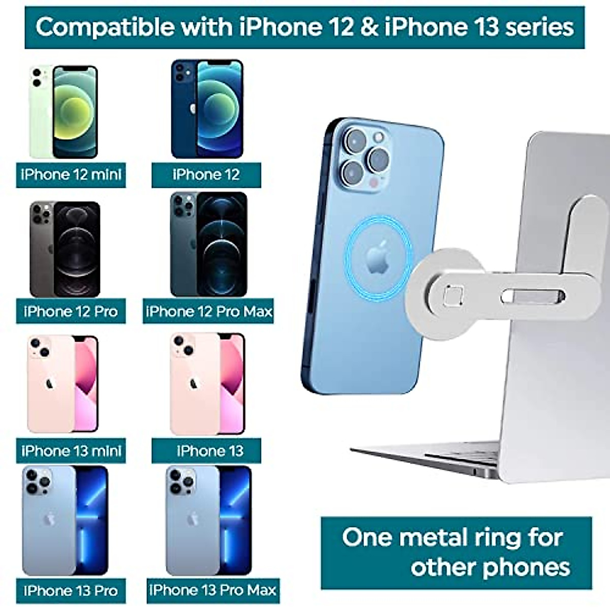 iPhone MacBook Holder, Foldable Cell Phone Holder for Laptop, Adjustable Phone for Laptop, Slim & Portable Lightweight Laptop Extension Phone Holder, Edge Mount for MacBook