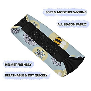 Unisex Workout Headbands Cartoon-bee-Flower Elastic Yoga Sweatband Stretchy Sports Hairband