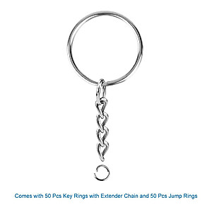 selizo 100Pcs Key Chain Ring with Chain and Tassel Pendants Bulk for Keychain Crafts Jewelry Making