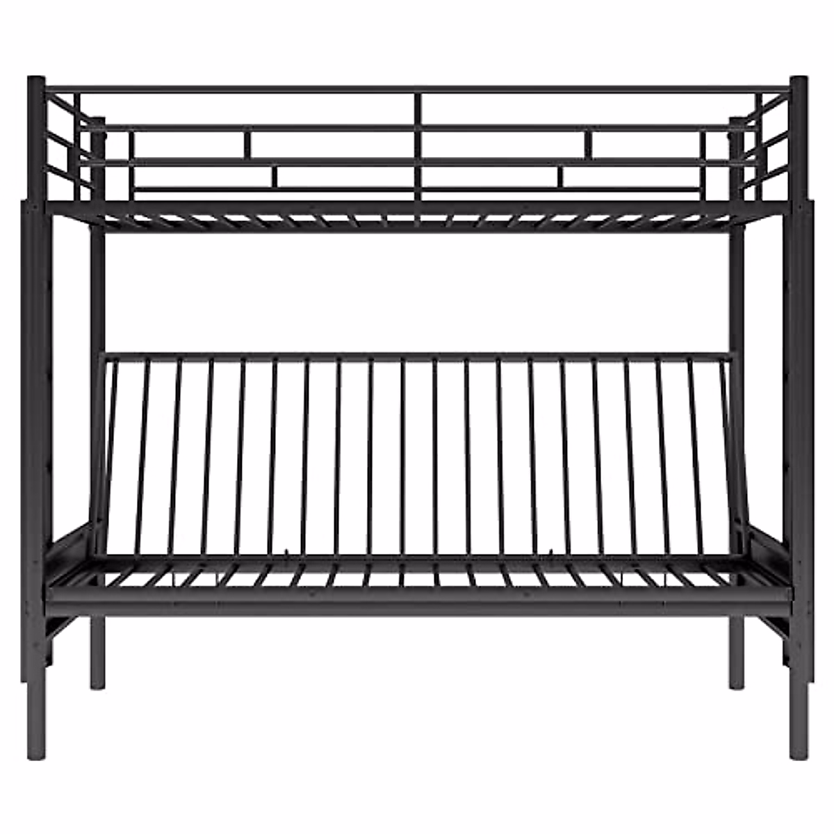 Twin Over Futon/Full Bunk Bed Convertible Metal Bunk Beds Couch and Bed for Kids Boys Girl Adults Teens Dorm, Black
