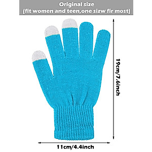 12 Pairs Winter Touchscreen Gloves For Men Women Stretch Knitted Texting Gloves Warm Windproof Solid Color Mittens(7 x 4 Inch,Black, Pink, Green, Purple, Orange, Blue, Yellow)