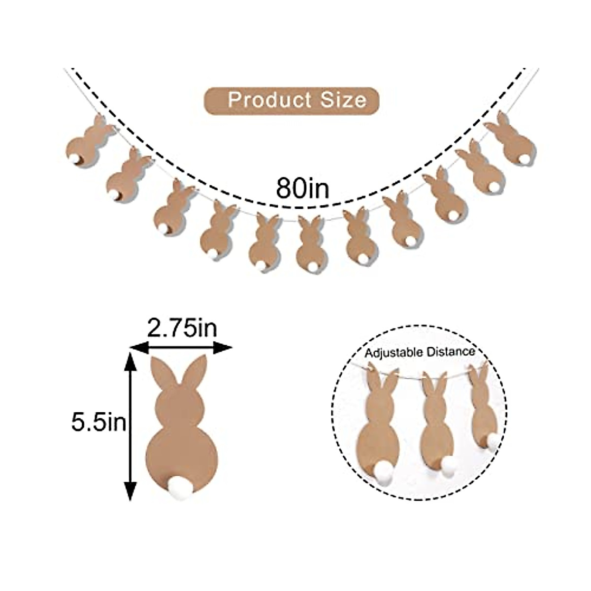 Bunny Banner - Happy Easter Banner,easter Birthday Party Decorations,easter Bunny Hanging Wreath, Happy Easter Home Decoration for Mantels