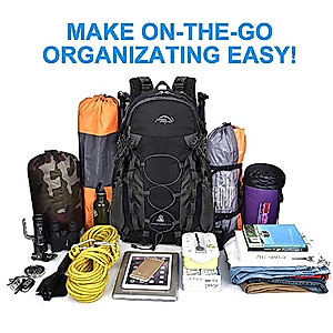 INOXTO lightweight Hiking Backpack 35L/40L Hiking Daypack with Waterproof Rain Cover Camping Backpack for Travel Camping Outdoor for Men and Women (35L Black)