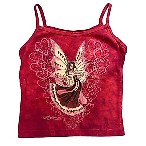 Harajuku Printed Y2K Tank Tops Floral Butterfly Pattern Sleeveless Crop Top Kawaii Casual Basic Streettwear