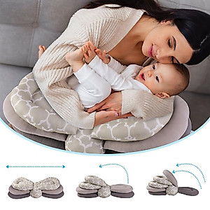 bodreamz Nursing Pillows for Breastfeeding, Butterfly Style Adjustable and Multi-Layer, Breastfeeding Pillows for Newborns Made of Composite Fiber and Cotton, Includes 3 Ultra-Soft Baby Towels
