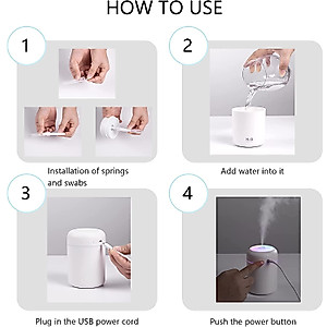 Gekestory Colorful Cool Mini Humidifier, Aromatherapy Essential Oil Diffusers, Cool Mist Humidifiers, Aroma USB Personal Desktop Humidifier for Bedroom, Car, Office. 2 Modes, Super Quiet (300ml Navy)