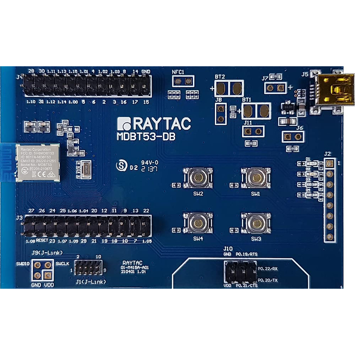 MDBT53-DB Nordic nRF5340 Module Demo Board Dev Kit 48 GPIO Bluetooth Module BT5.2 FCC IC CE Telec KC SRRC (Chip Antenna)