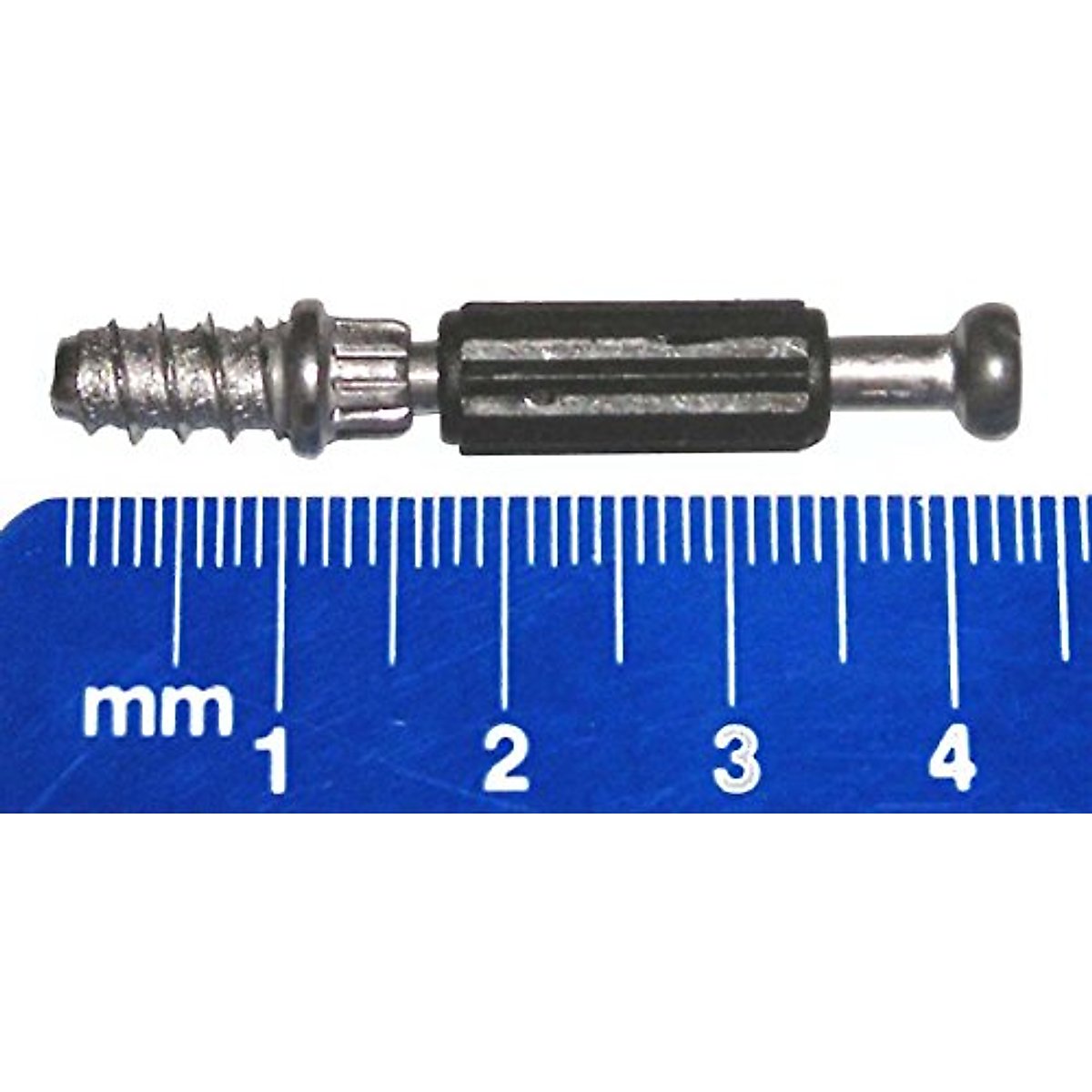 33mm Dowel Pin Bolt for Cam Lock Disc Furniture Connectors 43.5 mm Overall, Steel with Plastic Sleeve, 11mm Euro Wood Screw Thread for 5mm Hole (25 Pack)