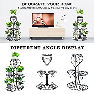 ZHAZHADI Plant Stand Indoor Outdoor - Metal 5 Tier Flower Pot Holder Display Vertical Shelves Shelf - Wrought Iron Corner Planter Rack Multiple Organizer for Garden Patio Lawn Balcony Office Black