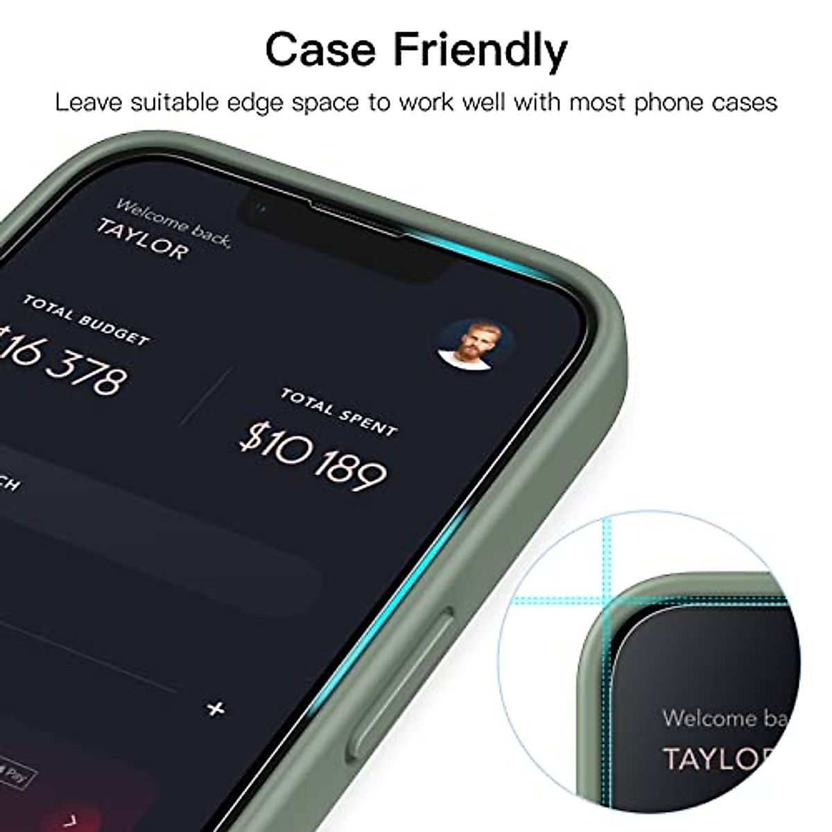 JETech Full Coverage Screen Protector for iPhone 13/13 Pro 6.1-Inch, Black Edge Tempered Glass Film with Easy Installation Tool, Case-Friendly, HD Clear, 3-Pack