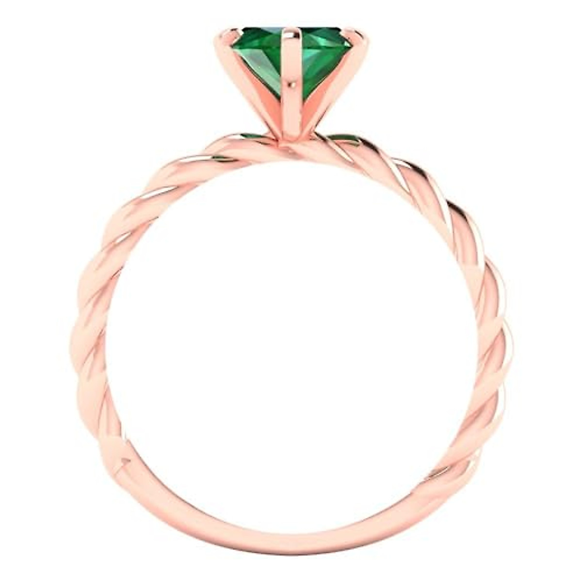 Clara Pucci 2ct Marquise Cut Solitaire Rope Twisted Knot Simulated Emerald Engagement Bridal Promise Anniversary Ring 18K Rose Gold 6.25