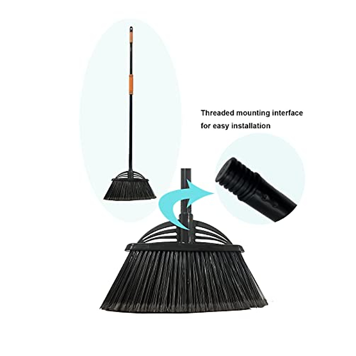 Xifando Four-Section Rod Long-Handled Broom,Heavy-Duty Broom, Angle Broom for Outdoor/Indoor（Black+Blue）