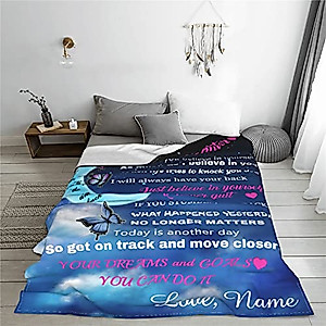Personalized Custom Name Blanket Love Letter to My Daughter from Dad & Mom, Butterfly Moon Customized Blankets Bed Throws 50x60 Inches