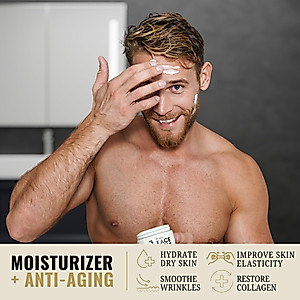 Face Cream For Men | Natural Anti Aging Collagen Cream | Men's Face Moisturizer With Vitamin C | Organic Wrinkle Defense | Hydrating Mens Skin Care | 2oz