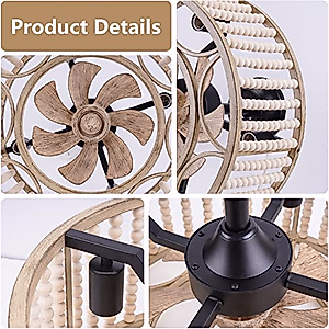Flanagan 20 inch Boho Ceiling Fan with Lights, Modern Enclosed Design, Caged Fan, Remote Control, for Living Room, Bedroom, Kitchen