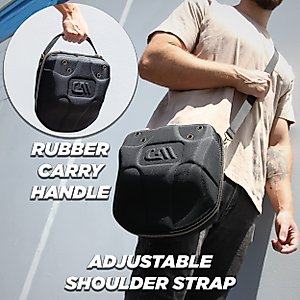 CASEMATIX Hat Travel Case for up to 5 Baseball Caps with Crush-Resistant Hard Shell Outer, Adjustable Shoulder Strap and Comfortable Handle - Portable Hat Case Carrier for Travel and Hats Storage