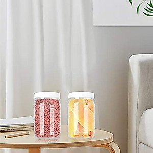 Fasmov 9 Pack 32 Oz Plastic Jars with Lids, Wide Mouth Clear Empty Plastic Storage Containers for Crafts, Dry Food, Peanut Butter, Honey and Jam Storage