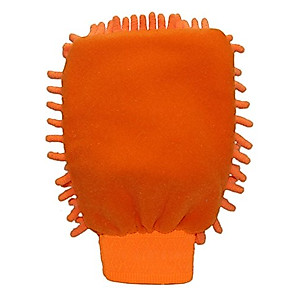 Black Duck Brand Set of 2 Microfiber Wash Mitts! Alternative Sides for Alternative Cleaning! Thumbed and Simple Mitt - 3 Assorted Colors! Safe for All Surfaces! (Orange)