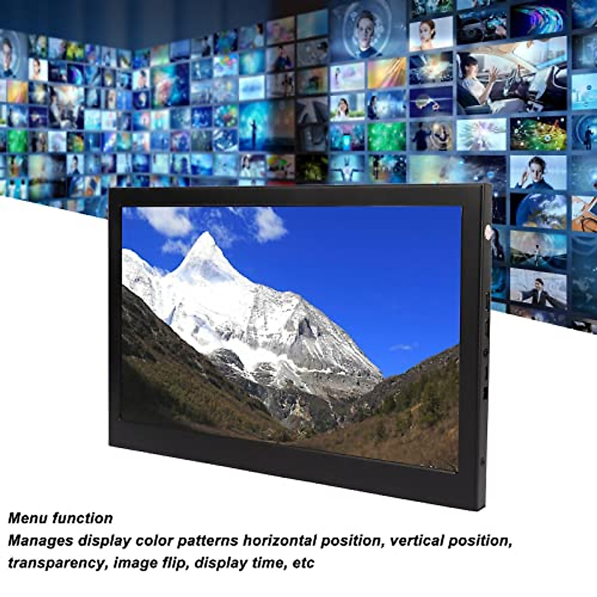 CCYLEZ 13.3in Capacitive Touch Monitor, 1080P HD Portable Color Screen Display Support HD Multimedia VGA USB DC Input Interface Built in Dual Speaker 100 to 240V Black