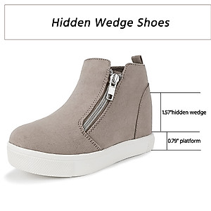 CCVON Girls Wedge Sneakers Kids Boots High Top Platform Shoes Littile Kids/Big Kids Color Taupe Size 2