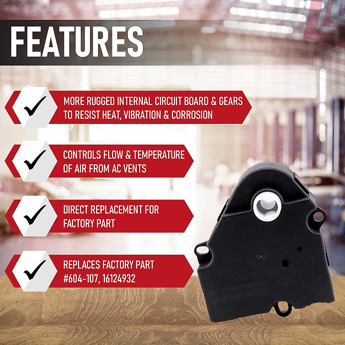 HVAC Blend Door Actuator - Replaces 604107, 16124932, 16177412, 604-107 - Compatible with Chevy, GMC Vehicles and More - Tahoe, Monte Carlo, Corvette, Malibu, K1500 Suburban, Yukon, Regal