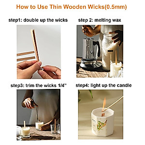 250 Pcs Wooden Candle Wicks Wicks Stickers 5.1 X 0.5 Inch Natural Candle Wood Wicks Stand Candle Cores for DIY Candle Making Craft Wooden Wicks for Candle Making Wood Wick