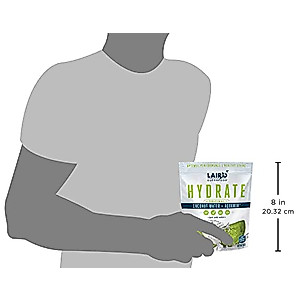 Laird Superfood HYDRATE Coconut Water Powder Drink Supplement with Coconut Water and Auqamin, All Natural, No Added Sugars, Gluten-Free, Non-GMO, Vegan, 8 oz. Bag, Pack of 1