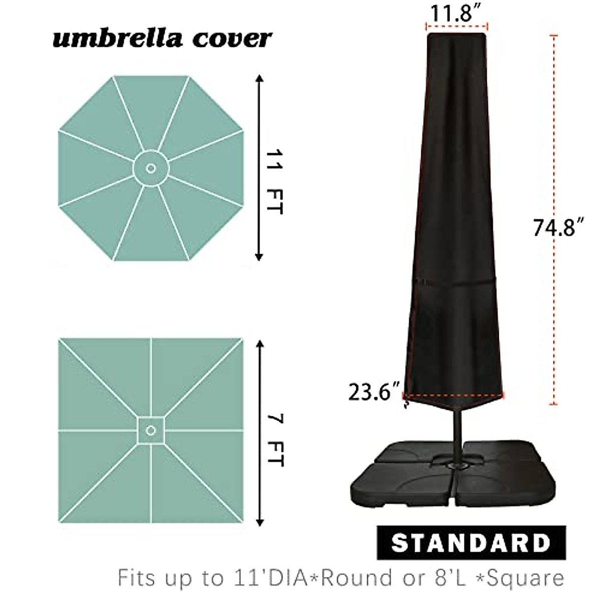 SnugNiture Umbrella Cover for 7ft to 11ft Garden Outdoor Umbrella Heavy Duty Oxford Fabric Patio Umbrella Covers Waterproof with Zip